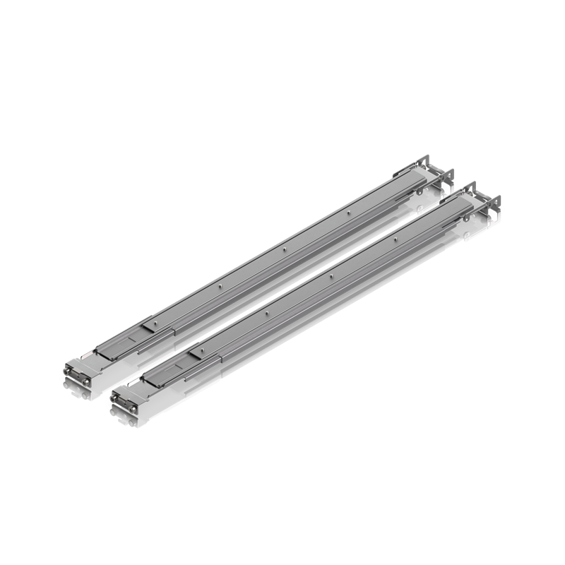 Adjustable slide rails for UniFi, smoothly slide into 4-leg rack.
